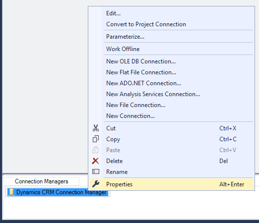 Parameterizing CDS/CRM Connection Manager